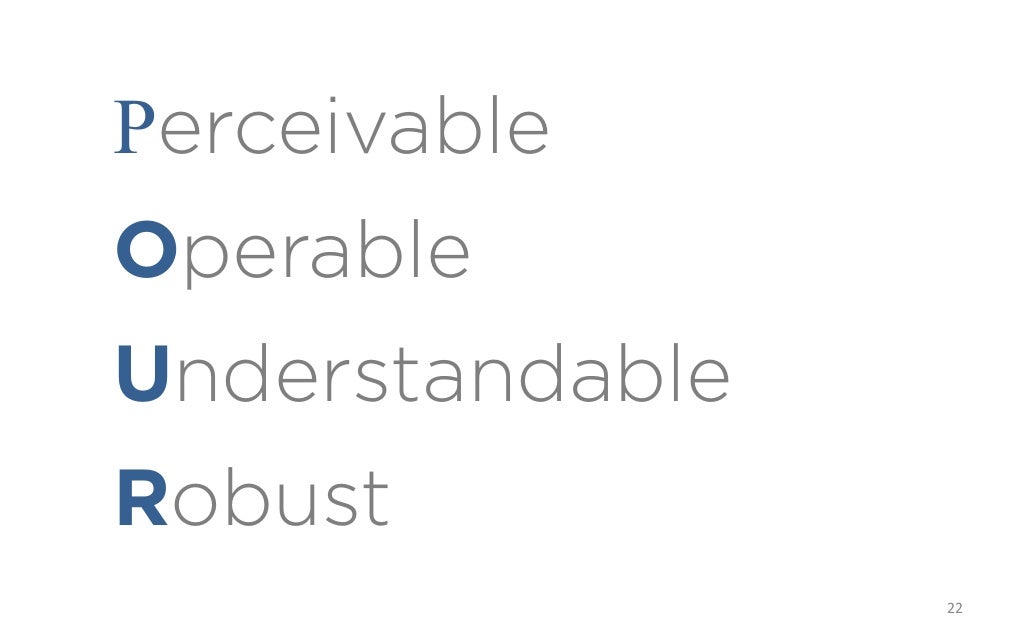 22 Perceivable Operable Understandable Robust