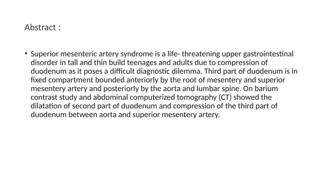 SUPERIOR MESENTERIC ARTERY SYNDROME.pptx