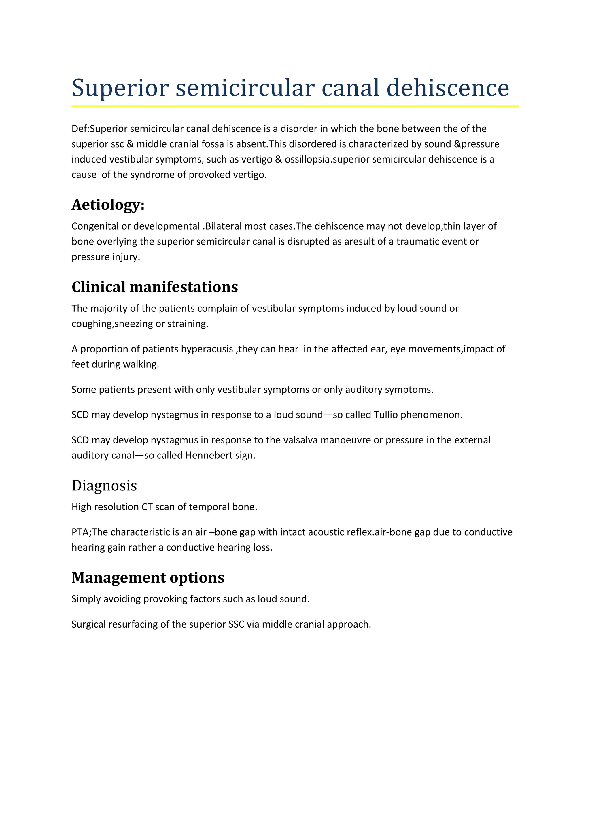 Superior semicircular dehiscence(sbo 3) | DOC