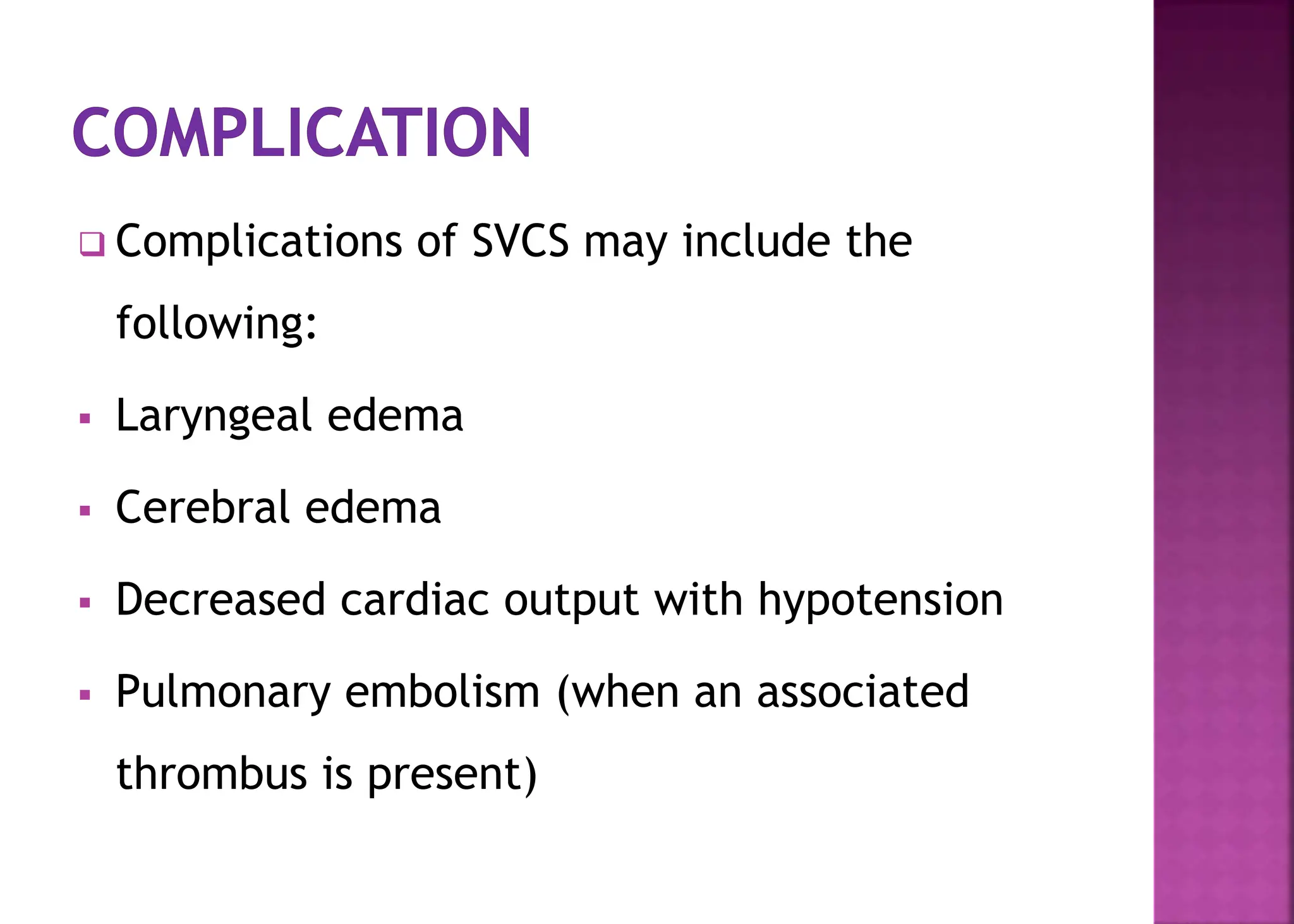 Superior Vena Cava Syndrome. Etiology and management | PPTX