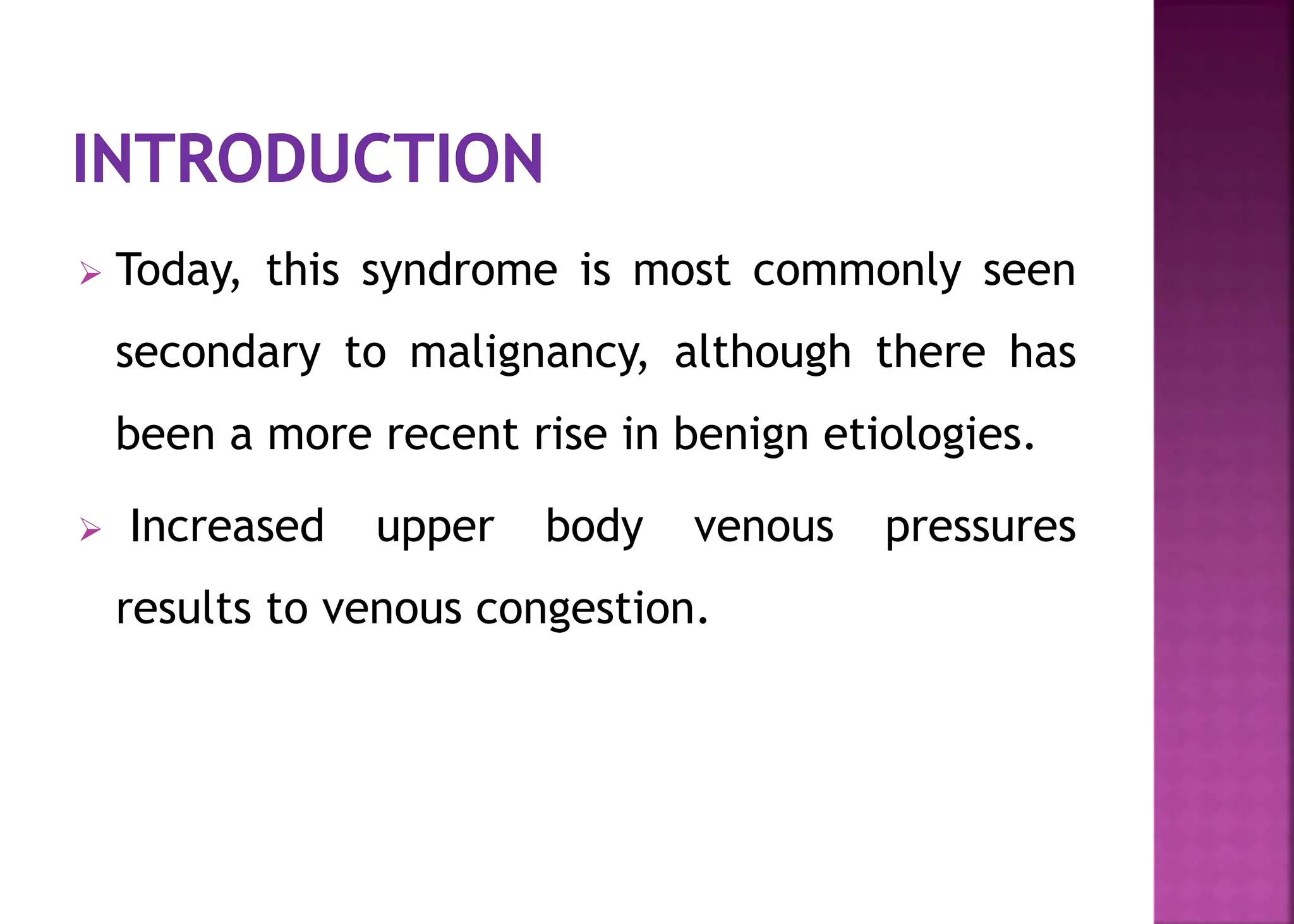 Superior Vena Cava Syndrome. Etiology and management | PPTX