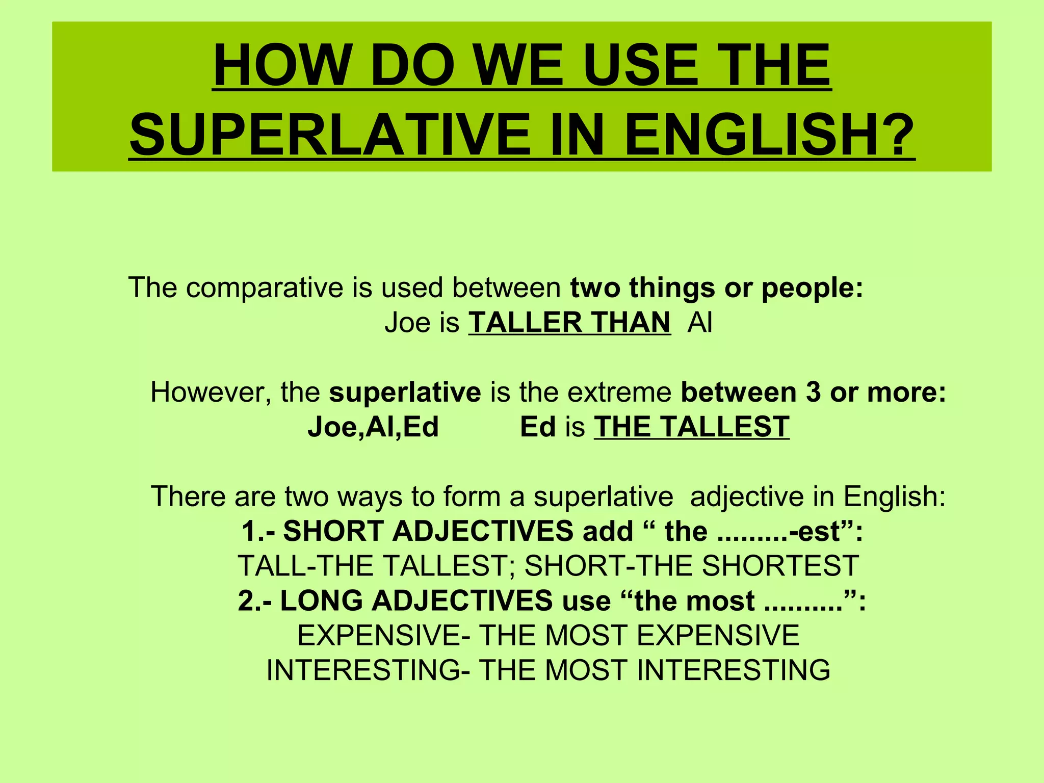 Superlative adjectives nb | PPT