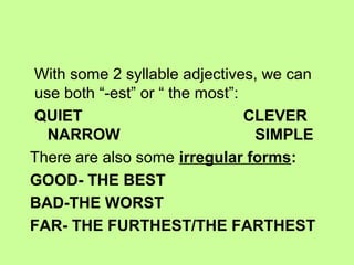Superlative adjectives nb | PPT