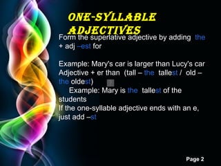 SUPERLATIVE AND COMPARATIVE ADJECTIVES | PPT
