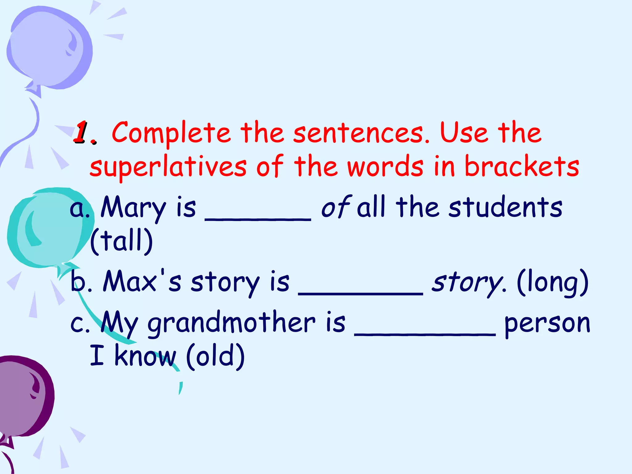 Superlatives exercises | PPT