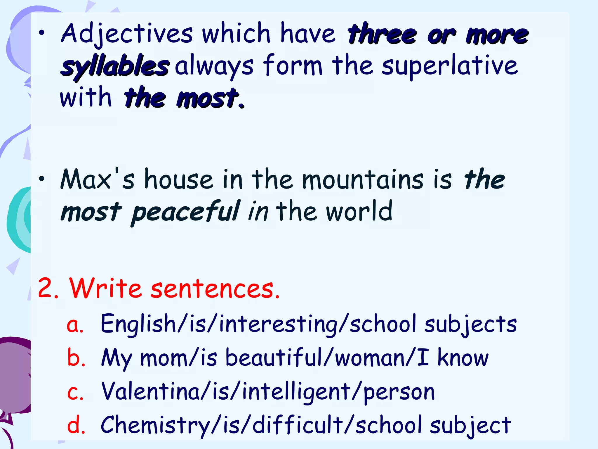 Superlatives exercises | PPT