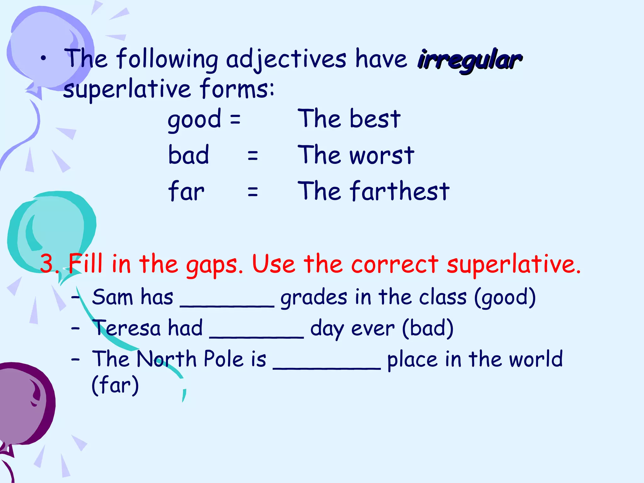 Superlatives exercises | PPT