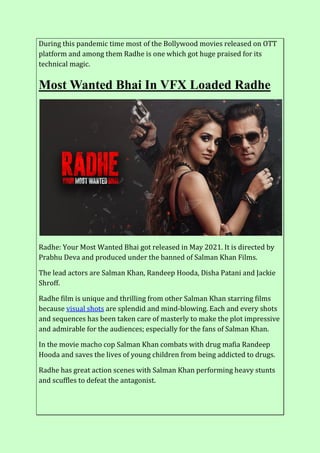 SUPERLATIVE VFX PACKED BREATHTAKING MOVIE RADHE | PDF