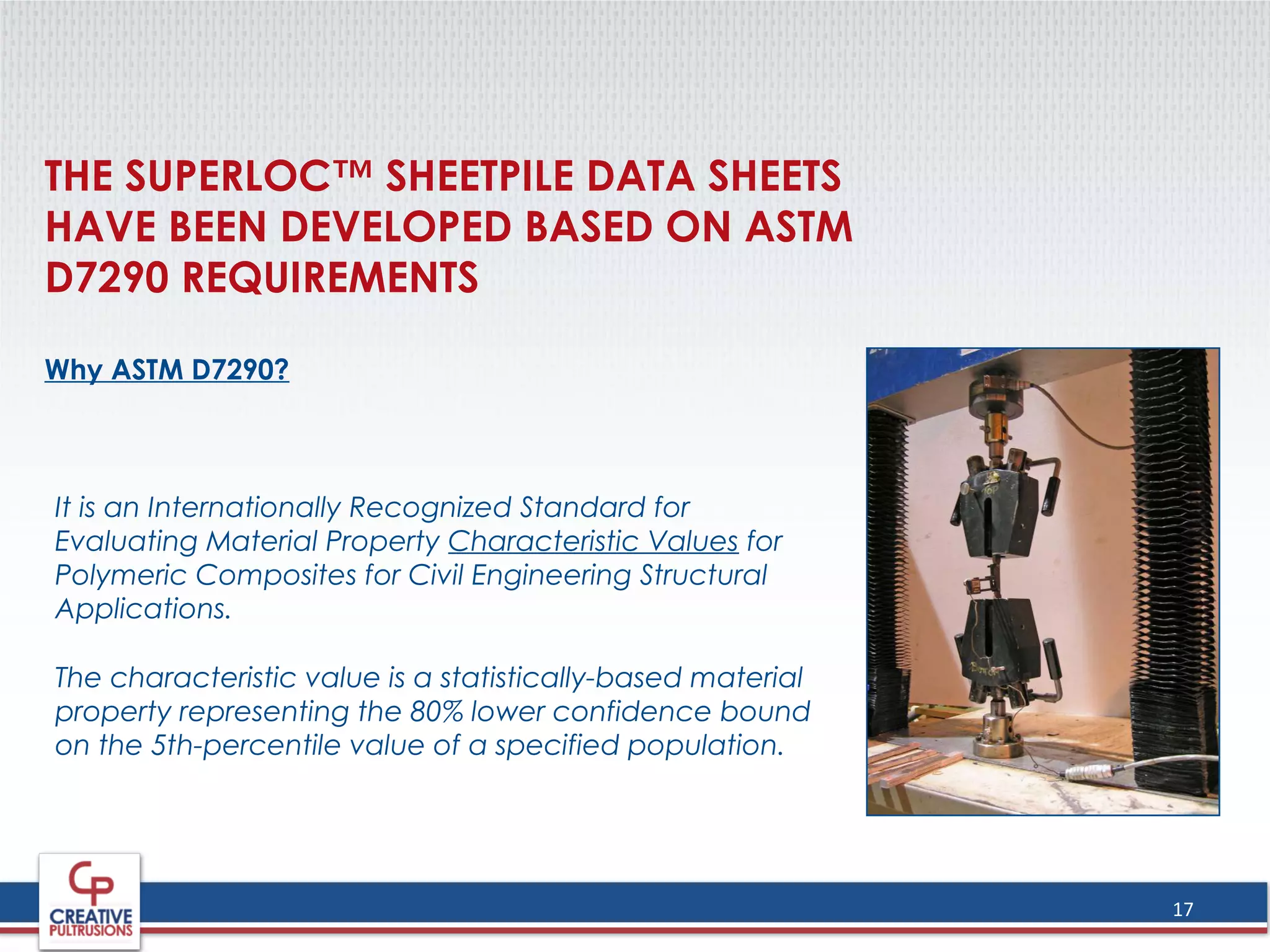 Creative Pultrusions, Inc. SuperLoc™ Composite Sheet Pile System | PPT