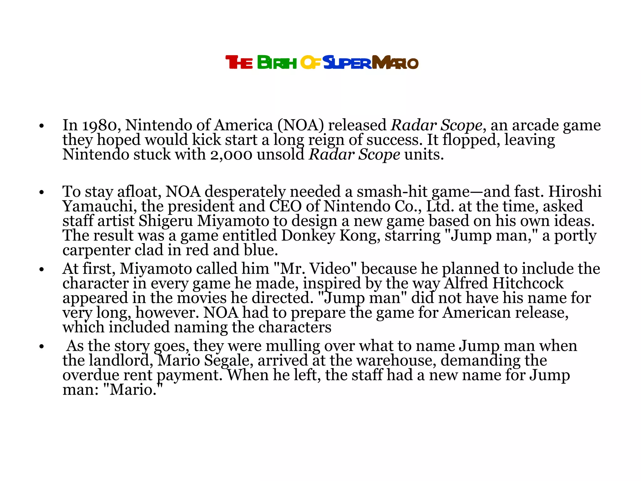 Research on Super Mario | PPT