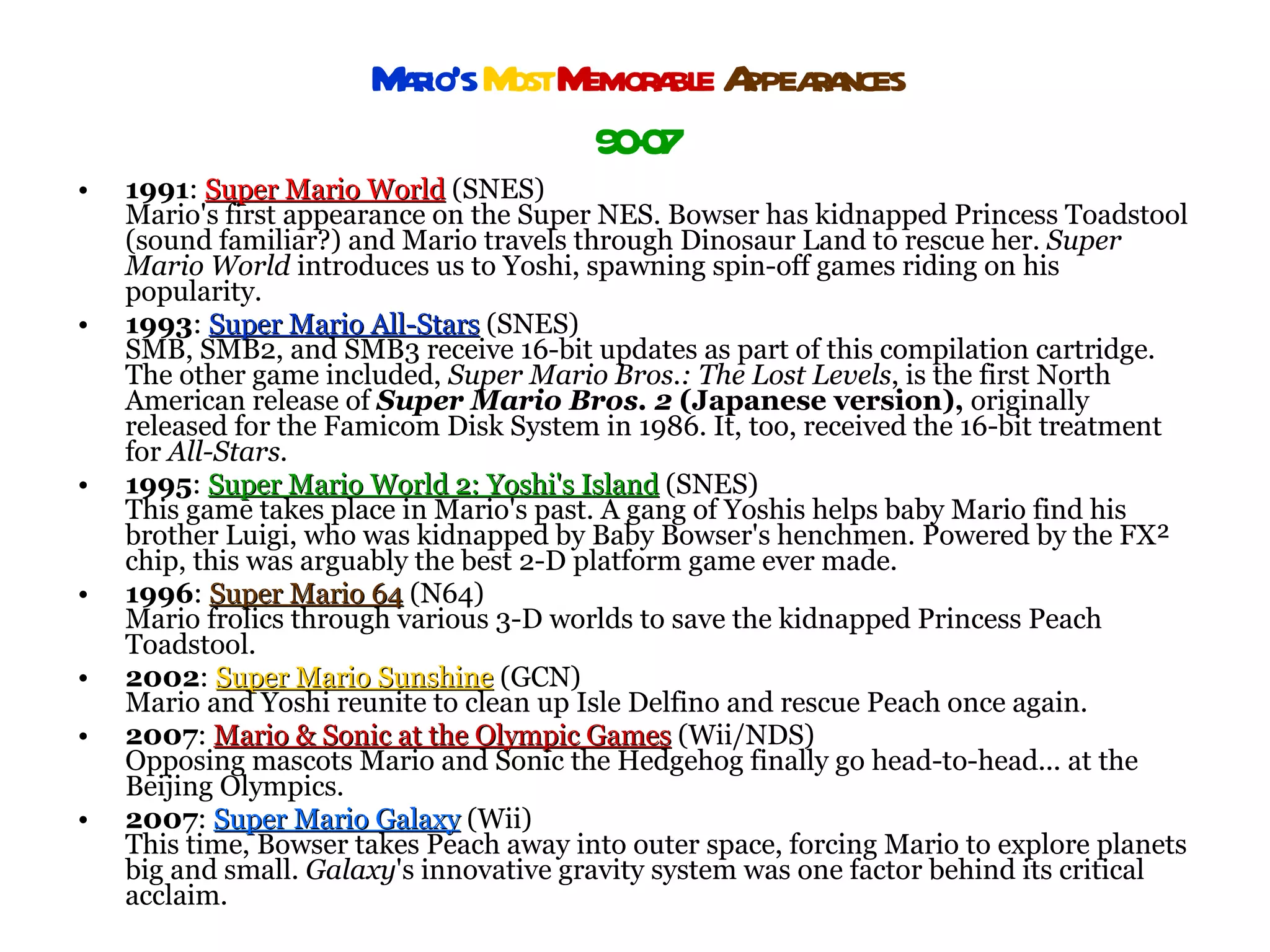 Research on Super Mario | PPT