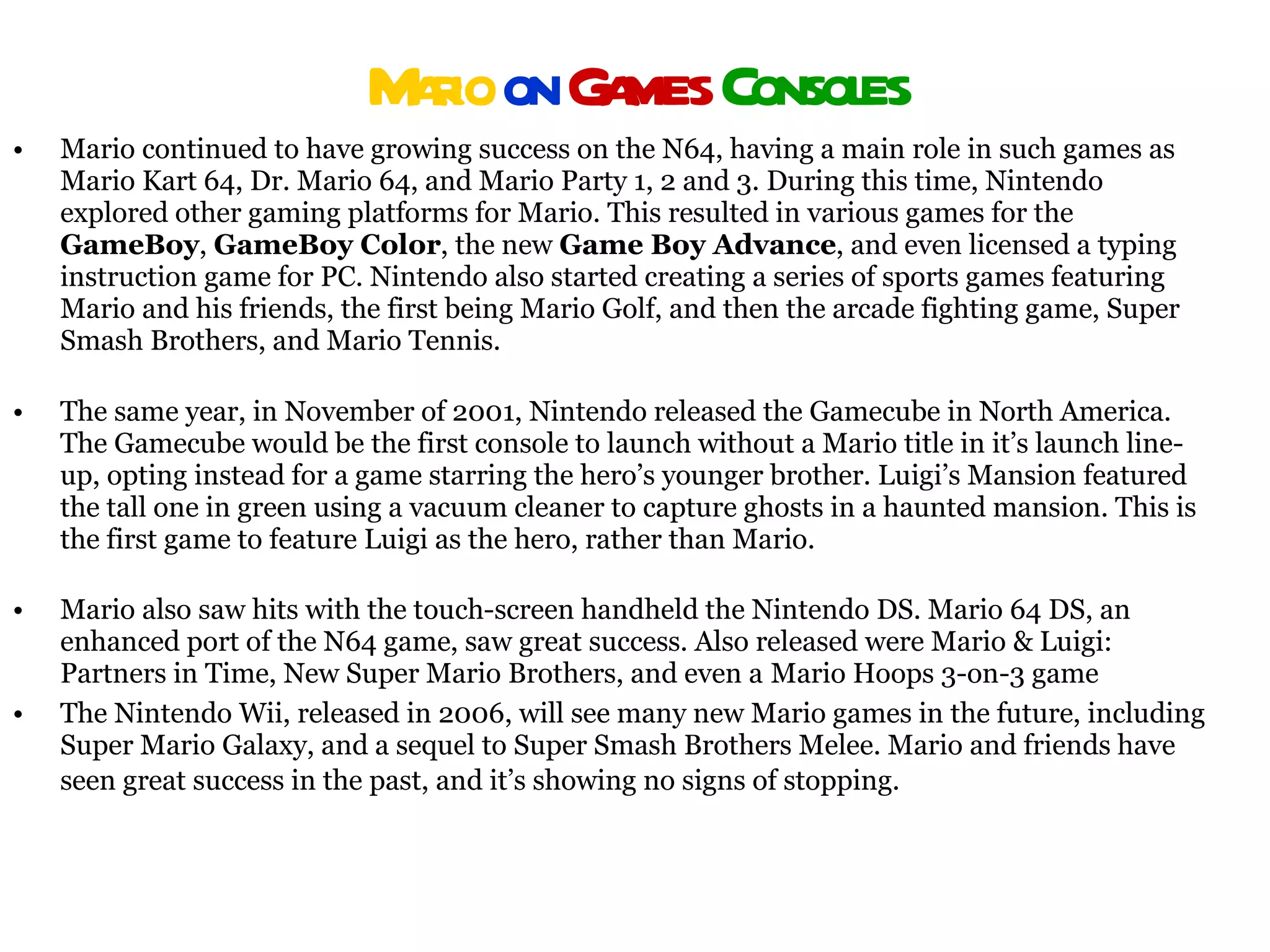 Research on Super Mario | PPT