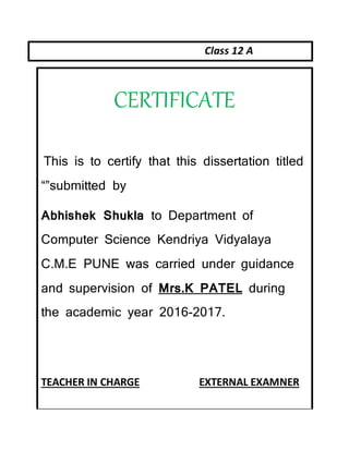 C++ COMPUTER SCIENCE PROJECT | PDF