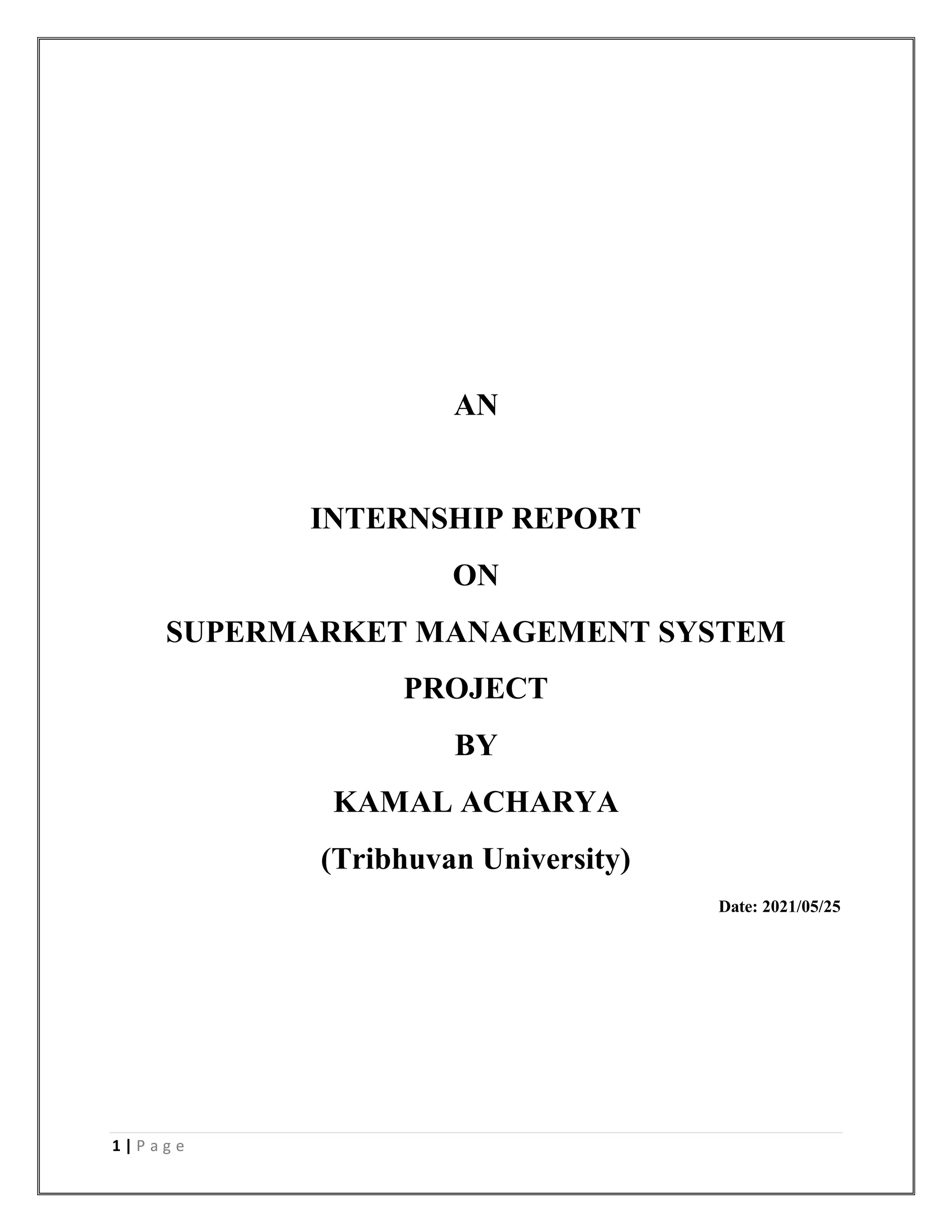 Supermarket Management System Project Report Pdf