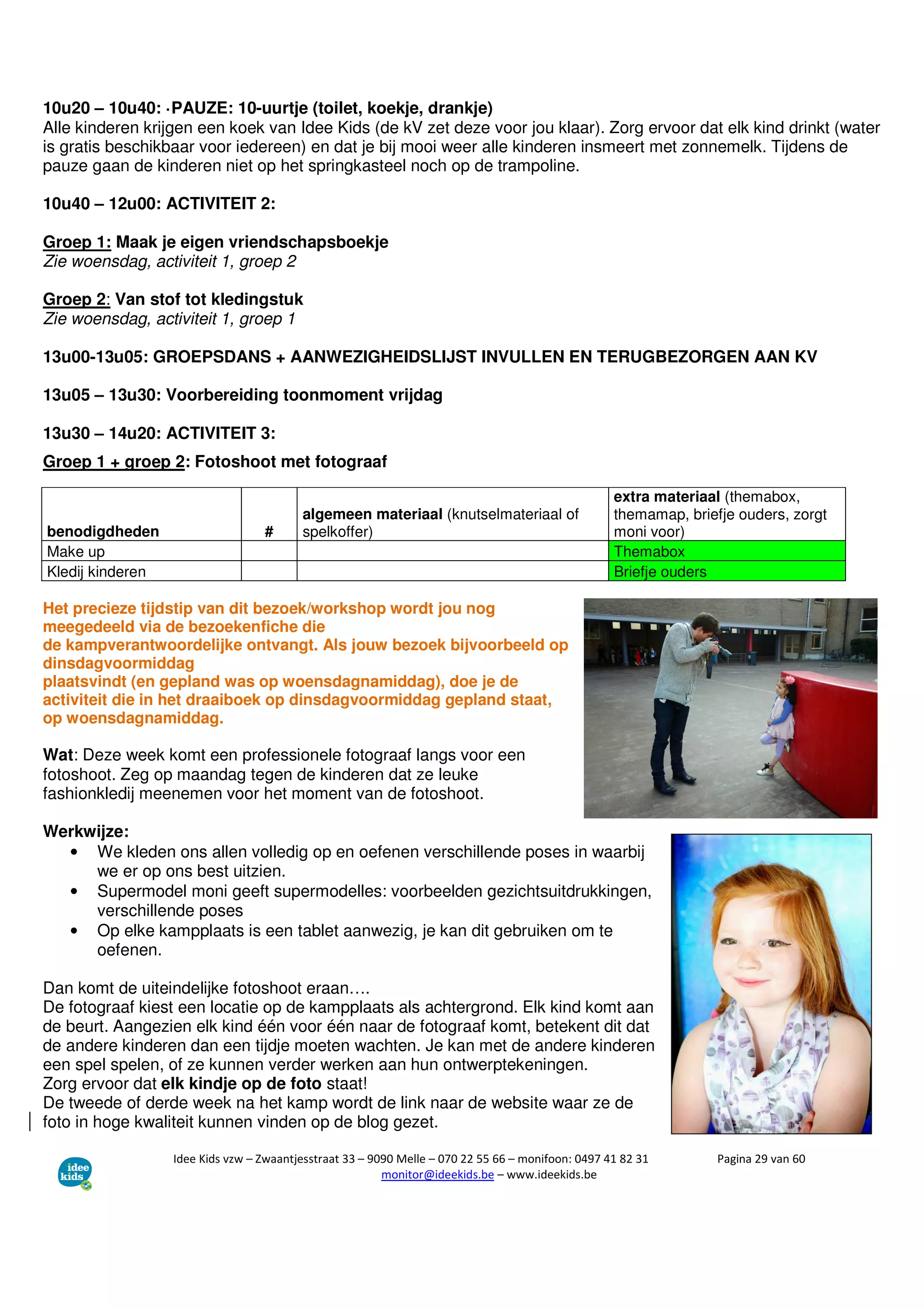 draaiboek Supermodel projectkamp 2014 | PDF