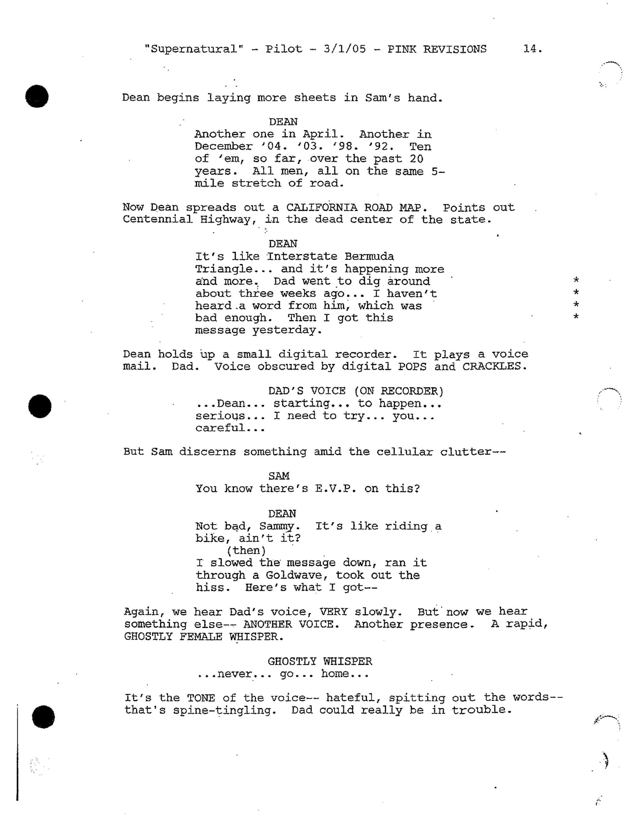 Supernatural 1.01 Pilot Lavender revision | PDF