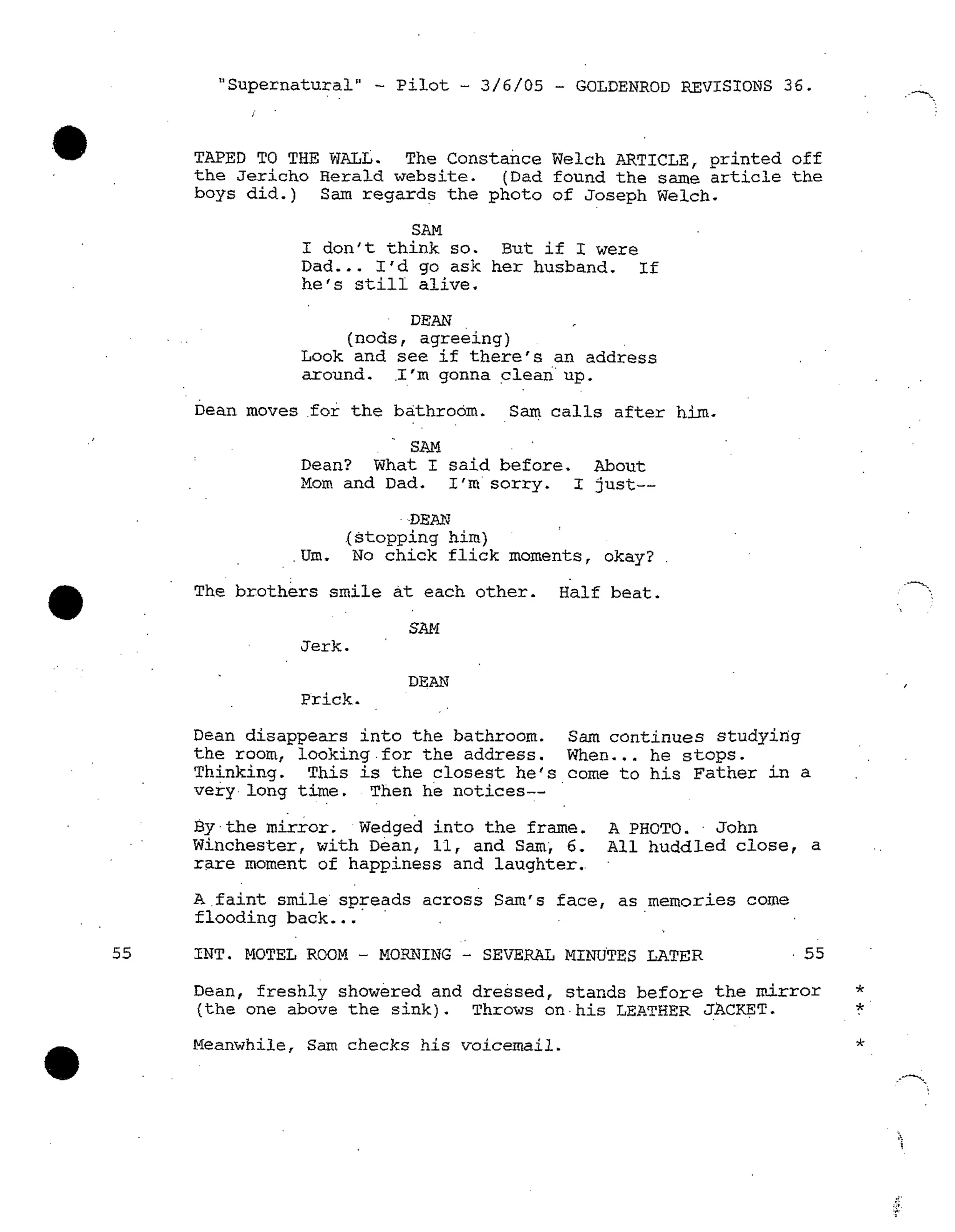 Supernatural 1.01 Pilot Lavender revision | PDF