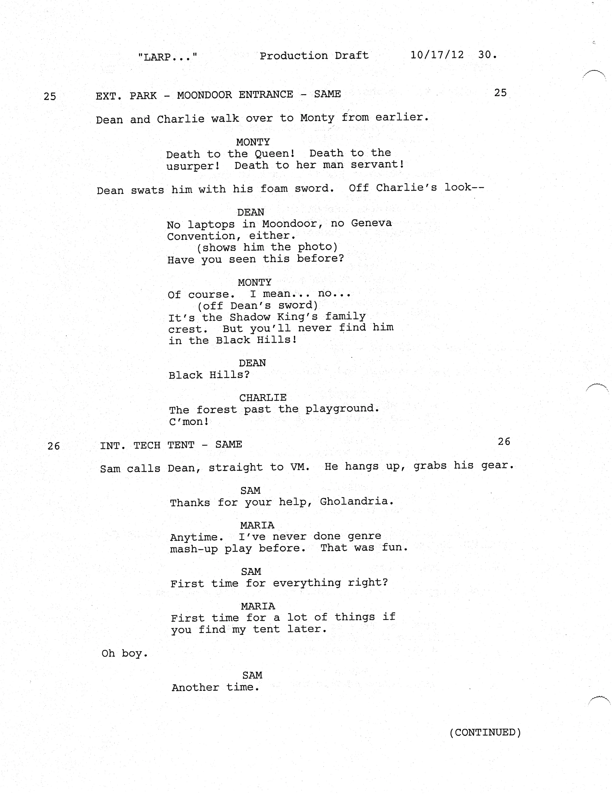 Supernatural 8.11 LARP and the Real Girl | PDF