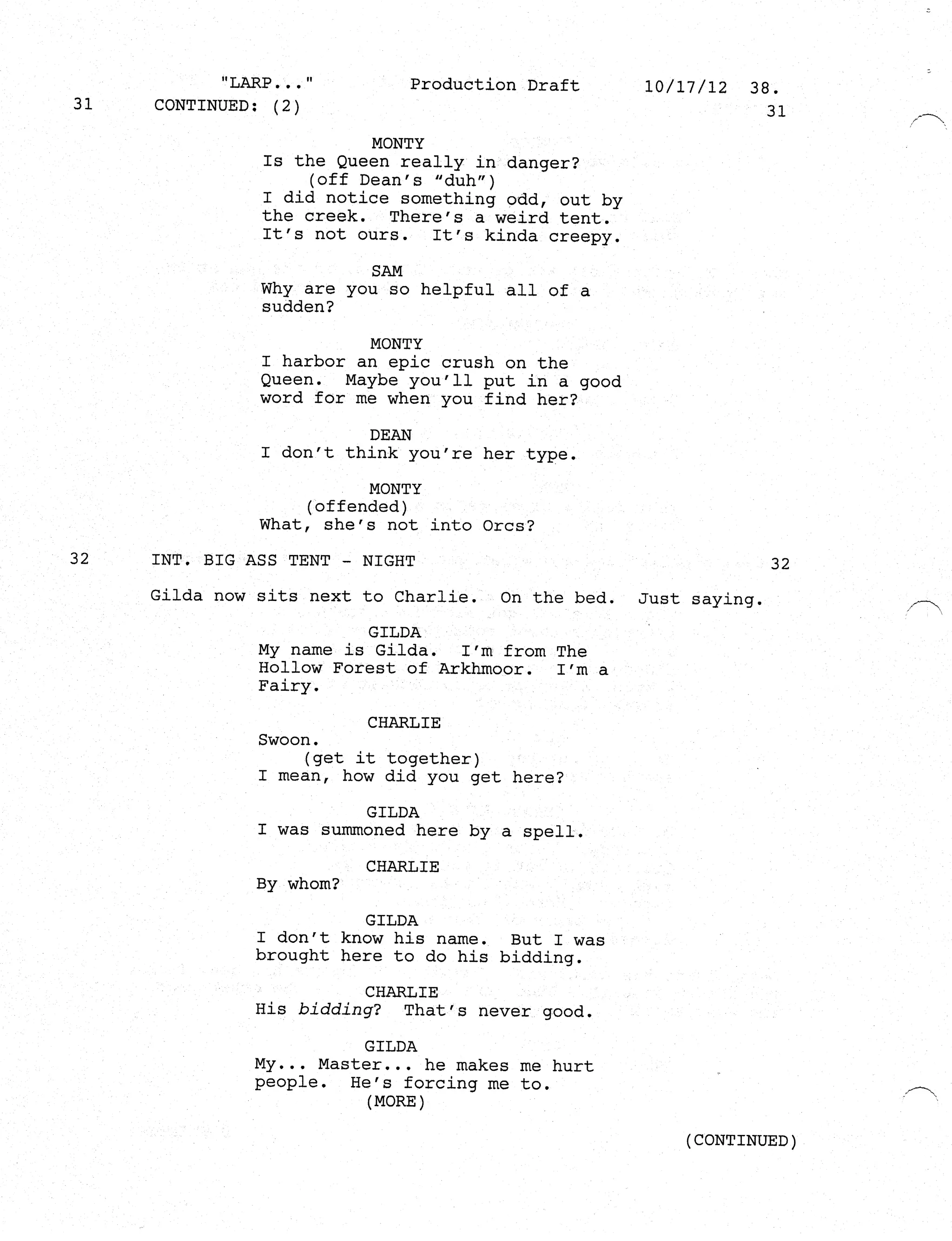 Supernatural 8.11 LARP and the Real Girl | PDF