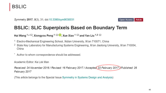 Superpixel algorithms (whatershed, mean-shift, SLIC, BSLIC), Foolad ...