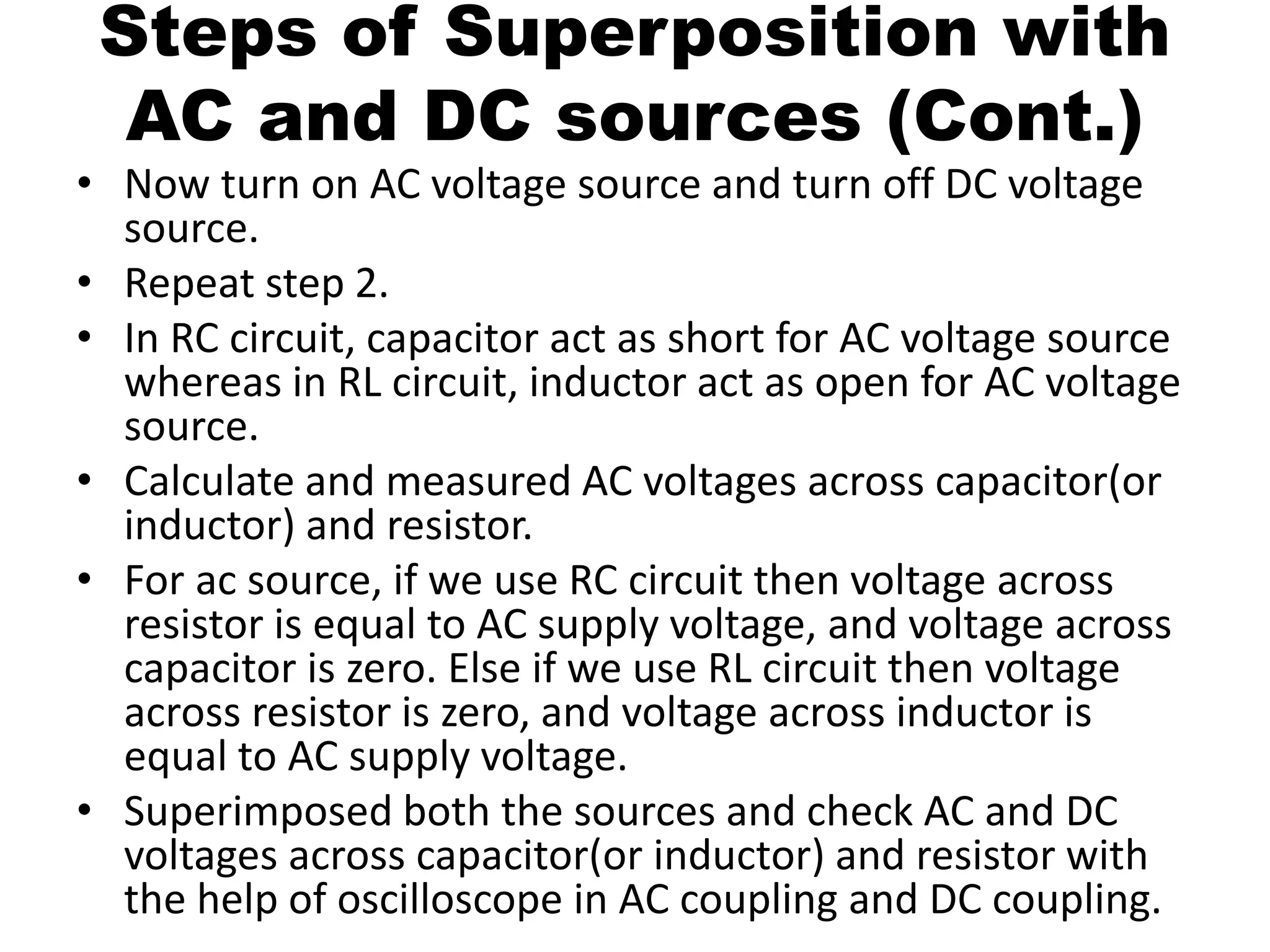 Superposition Of Ac And Dc Sources Pptx Physics Science
