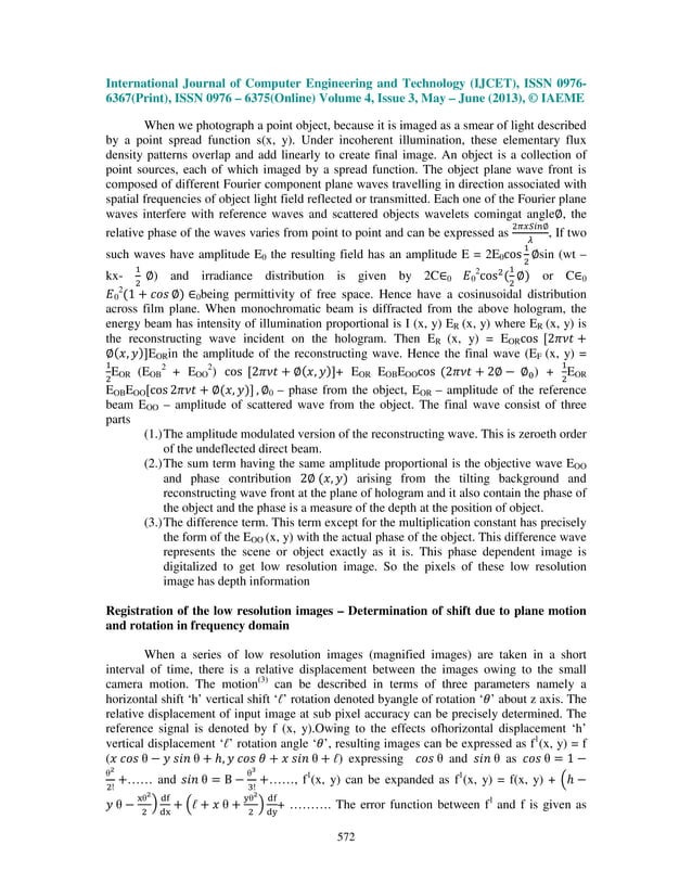 Super resolution imaging using frequency wavelets and three dimensional | PDF | Free Download
