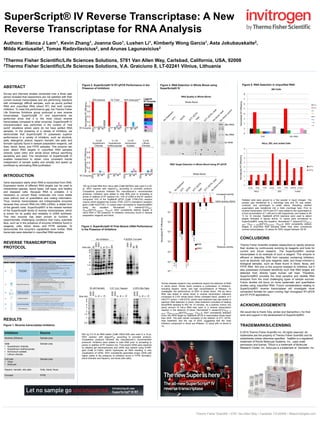 SuperScript IV Reverse Transcriptase for RNA Analysis | ESHG 2015 ...