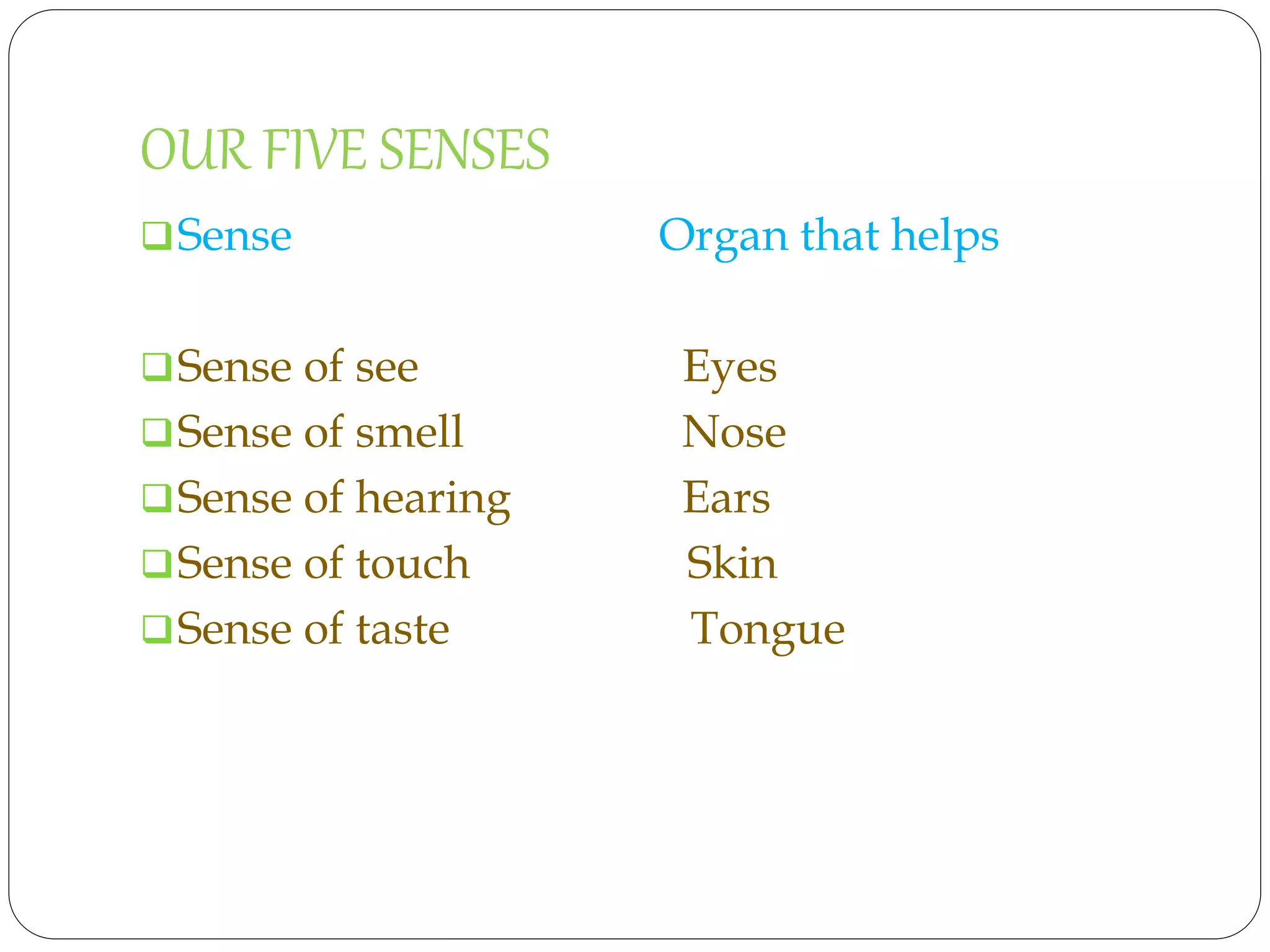 Super senses class 5 | PPTX