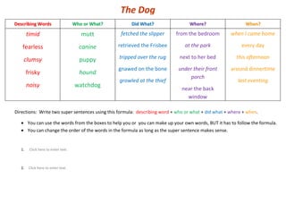 Super sentences dog | DOTX