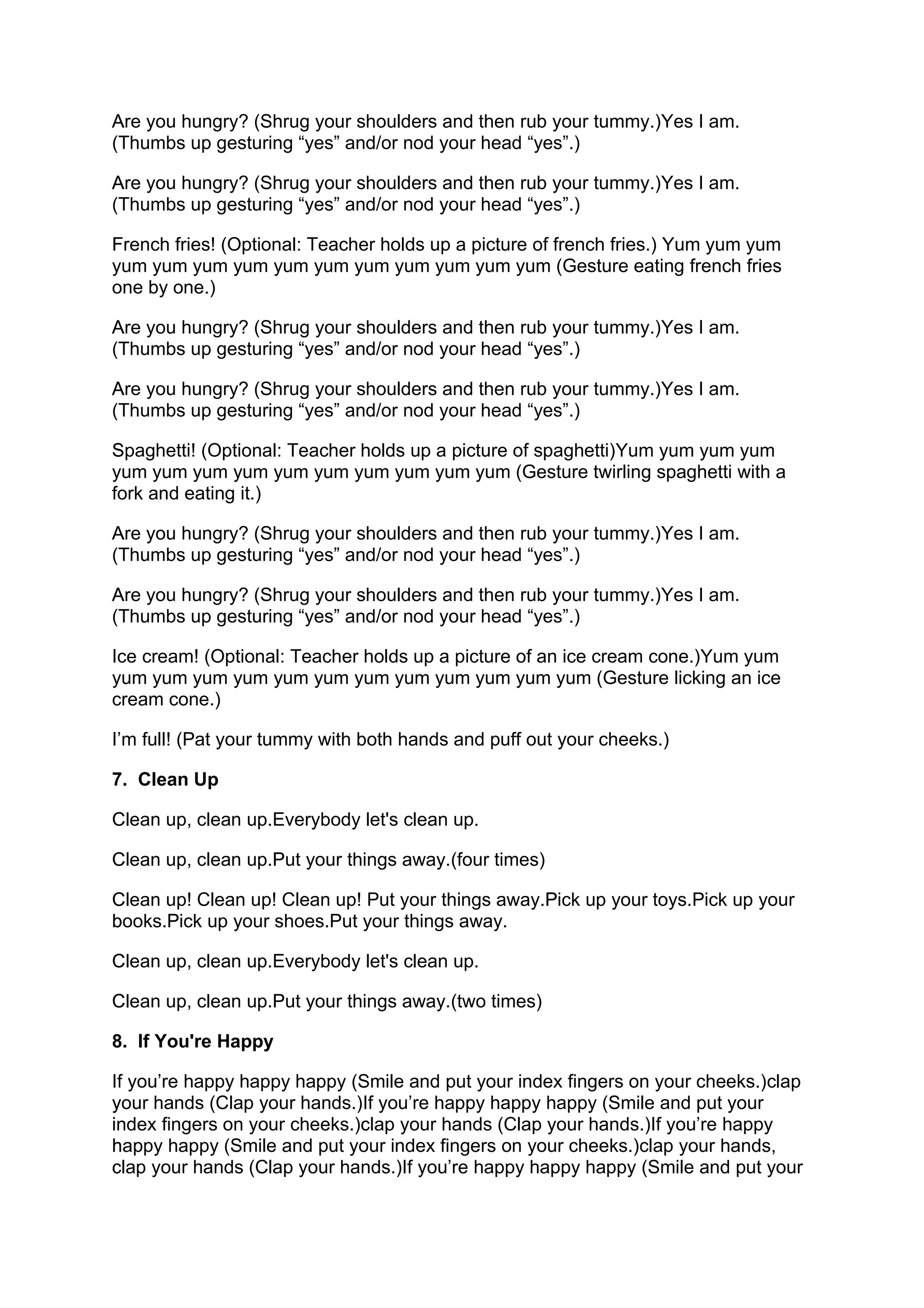 Super simple songs one lyrics and actions | RTF