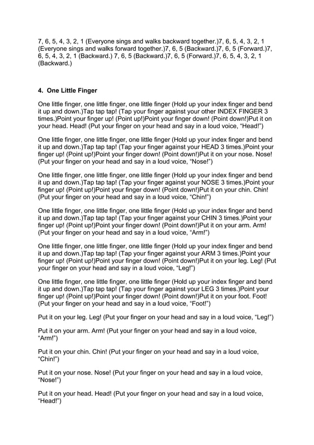 Super simple songs one lyrics and actions | RTF