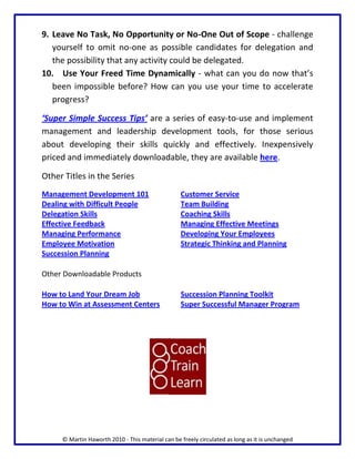 Super Simple Success Tips Delegation Skills | PDF | Business | Business ...