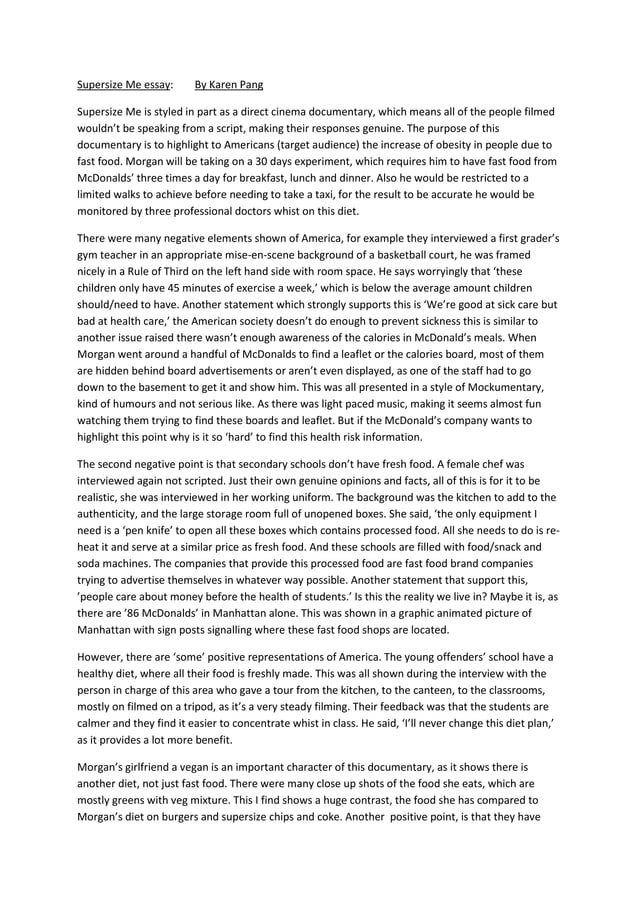 Supersize Me essay | PDF