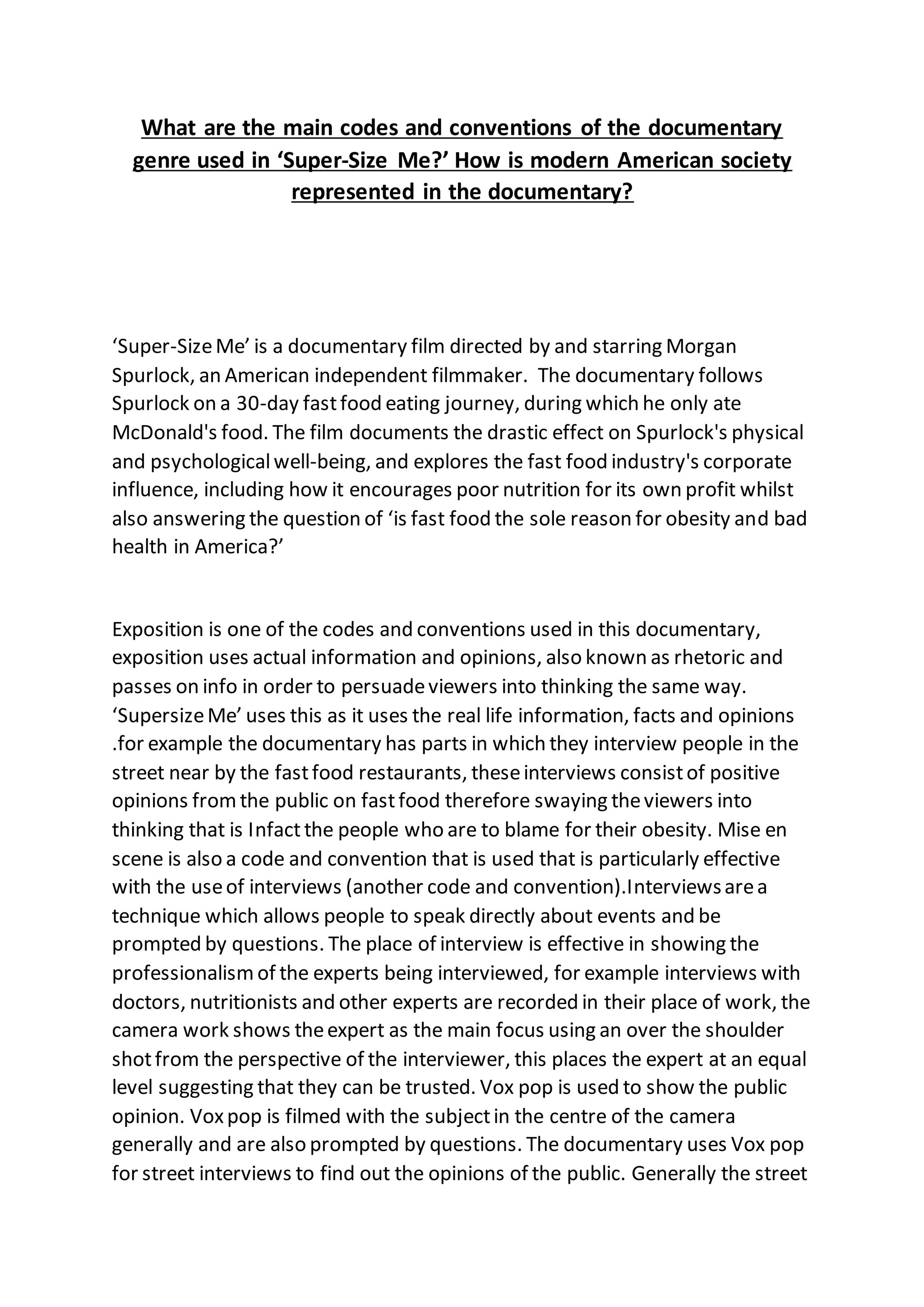 Supersize me essay | PDF