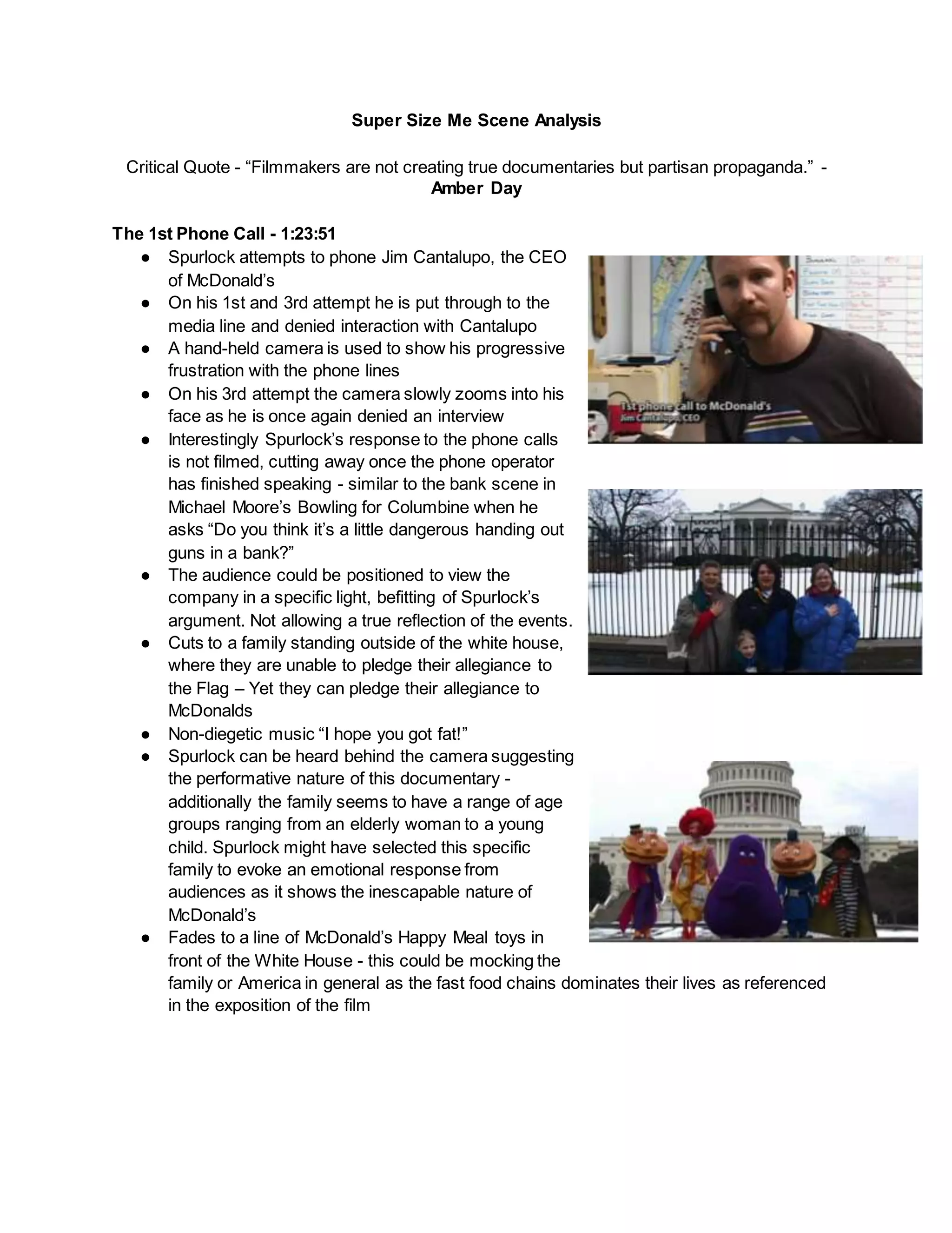 Super Size Me Scene Analysis | DOCX