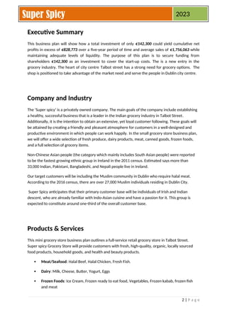 super spicy Business Plan MS Office docu | DOCX