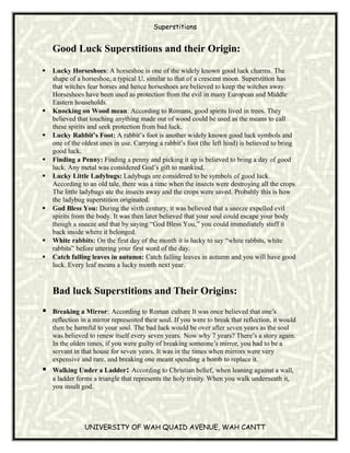 Superstitions | DOC