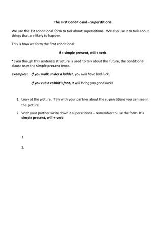 Using Superstitions to form the First Conditional | DOCX