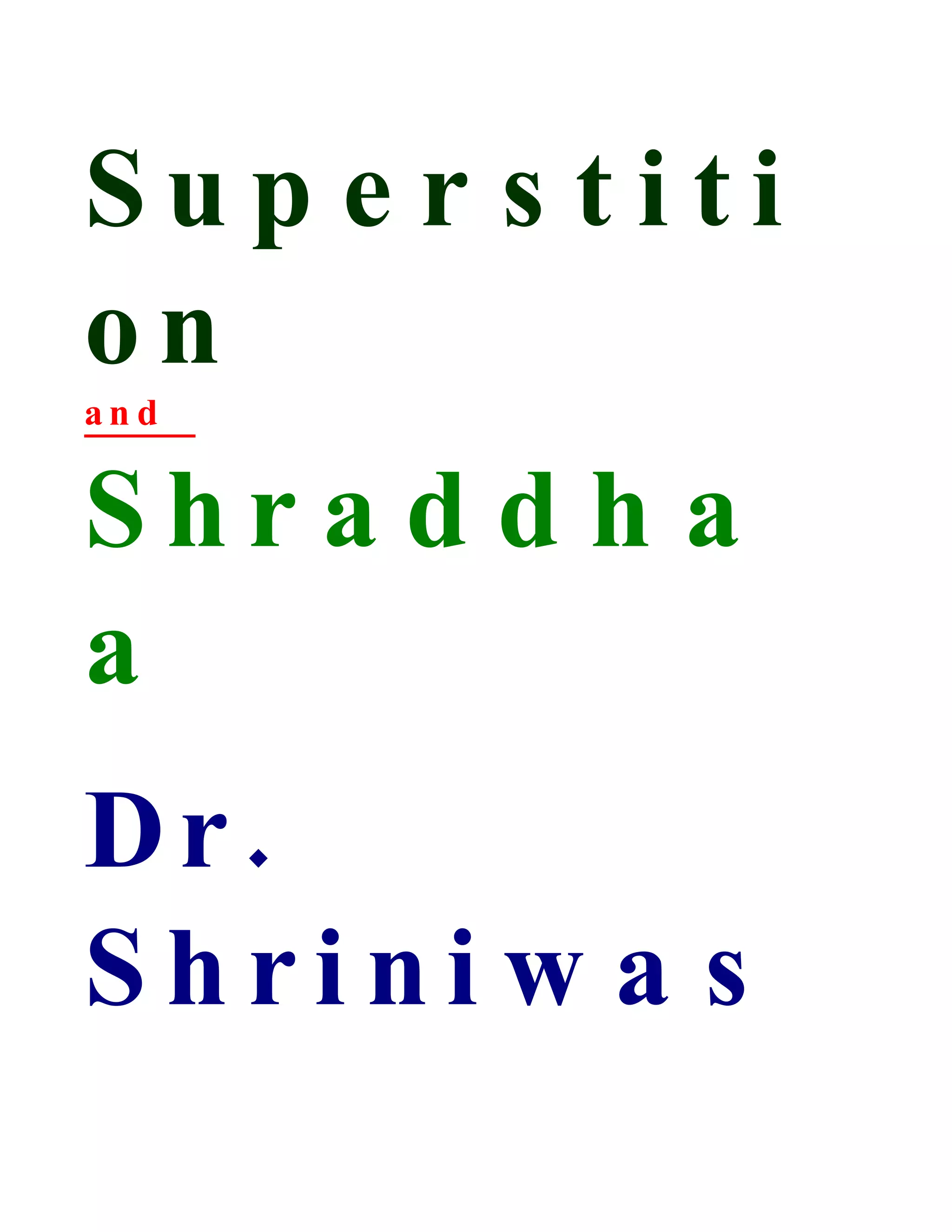 Superstition & Shraddha Dr Shriniwas Kashalikar | DOC