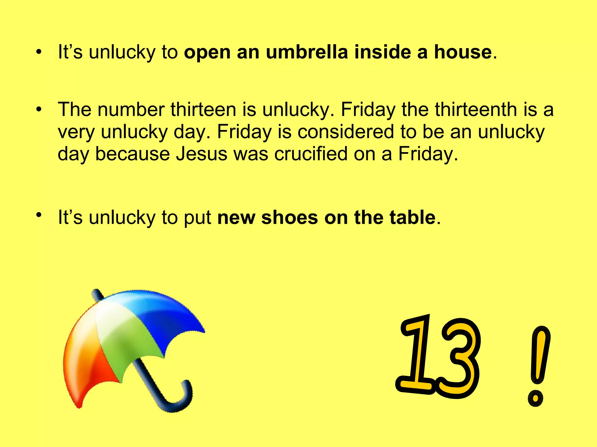 SUPERSTITIONS IN THE UK | PPT
