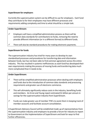 Super stream factsheet | PDF