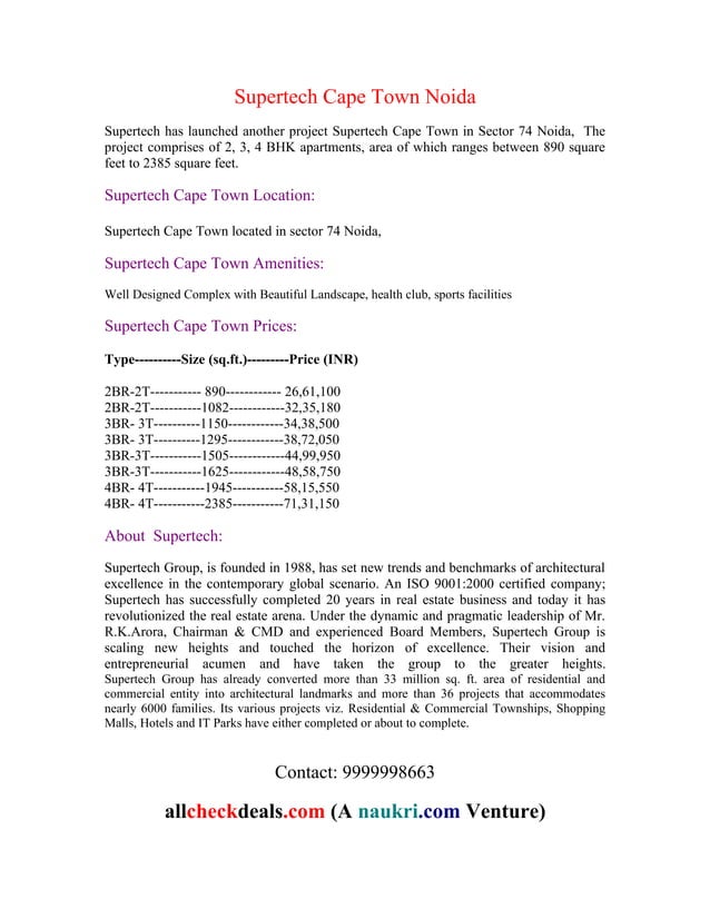 Supertech cape town | DOC | Apartments | Real Estate