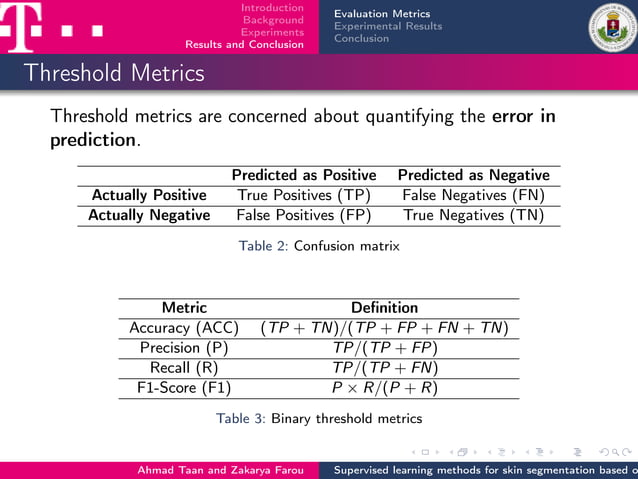 Supervised Learning Methods For Skin Segmentation Based On Color Pixel Classiﬁcation Ppt