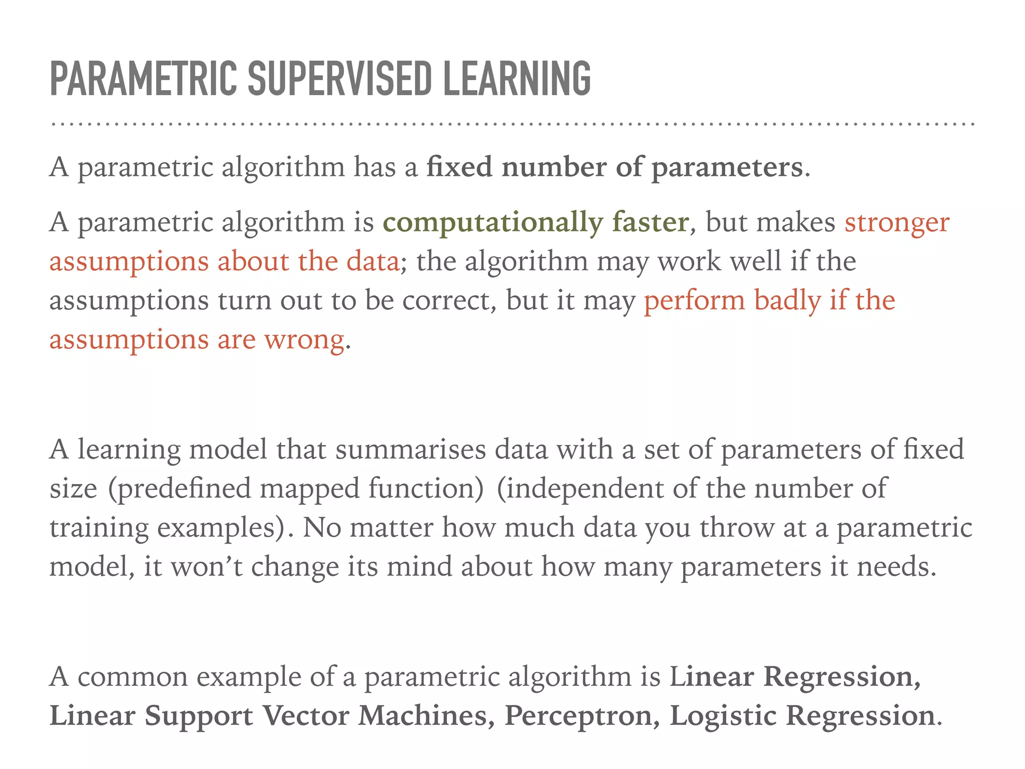 Parametric & Non-Parametric Machine Learning (Supervised ML) | PDF