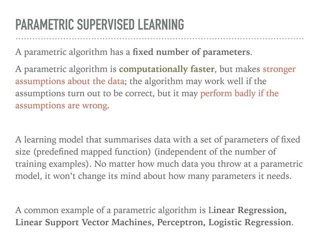Parametric & Non-Parametric Machine Learning (Supervised ML) | PDF