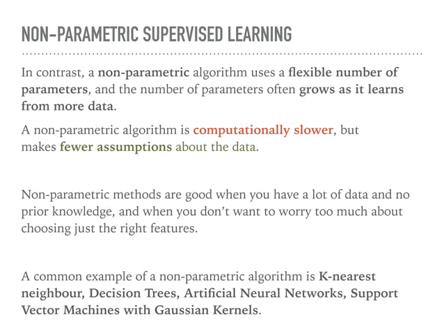 Parametric & Non-Parametric Machine Learning (Supervised ML) | PDF