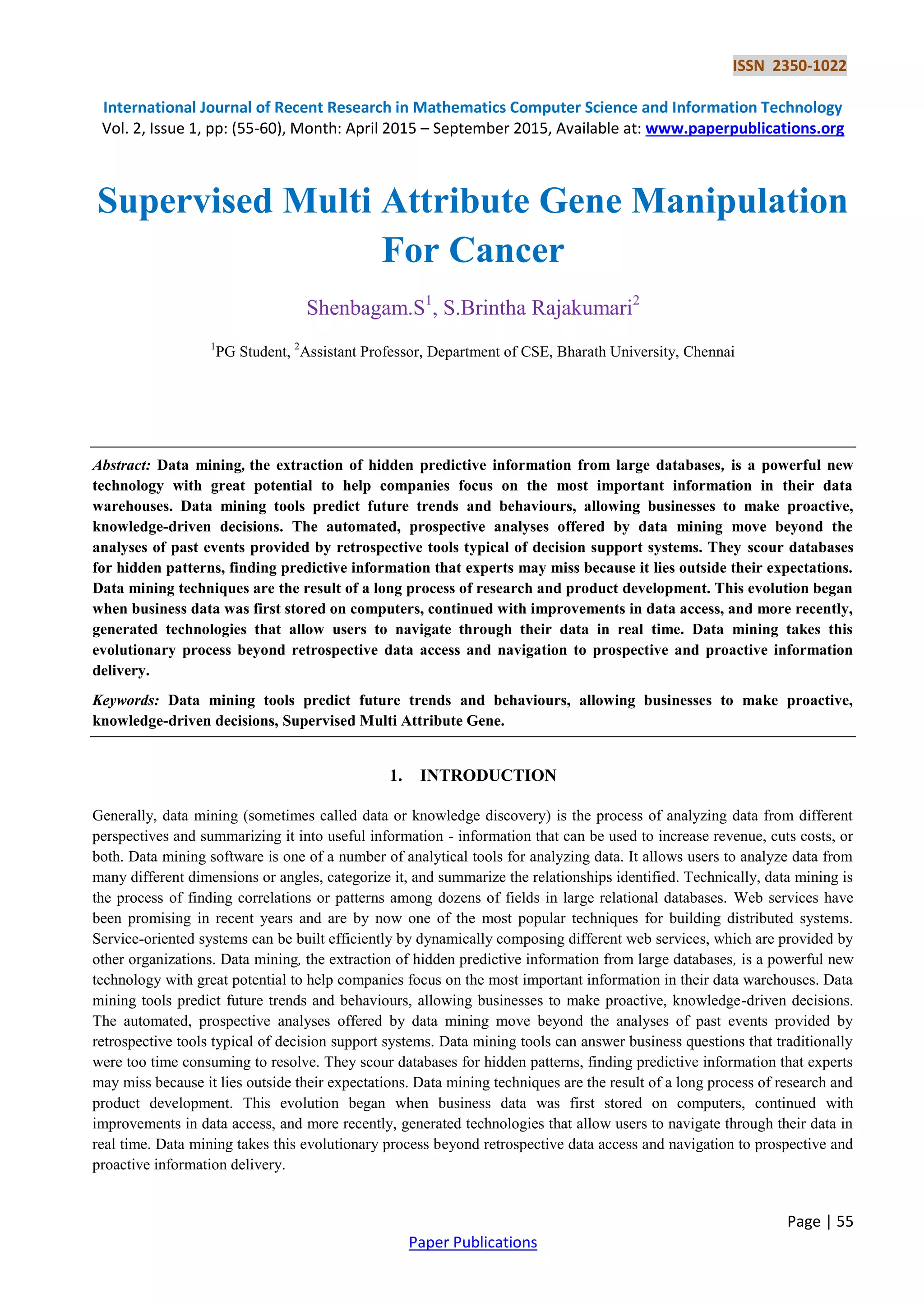 Supervised Multi Attribute Gene Manipulation For Cancer | PDF