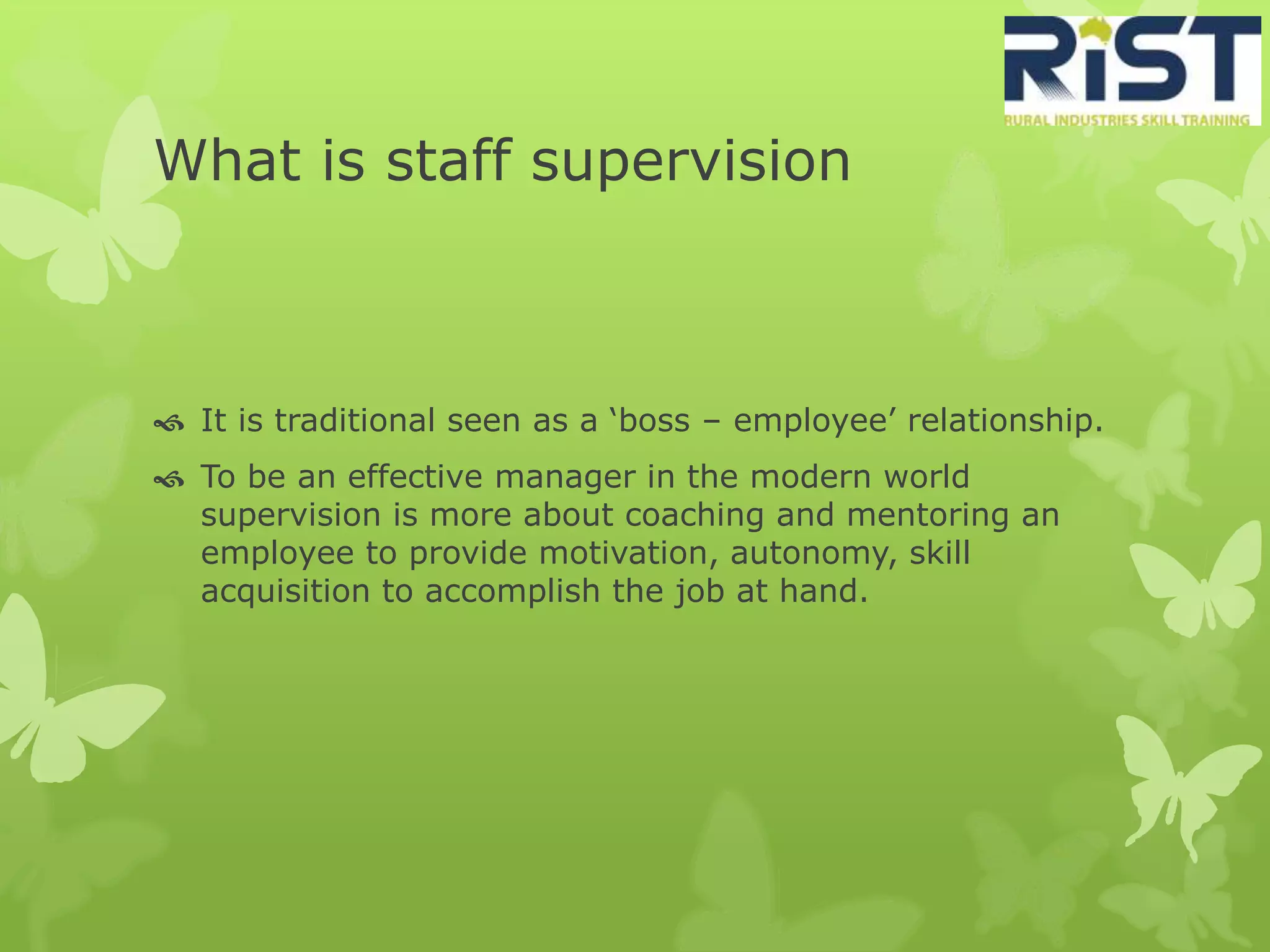 Supervise work routines and staff performance 2014 | PPTX