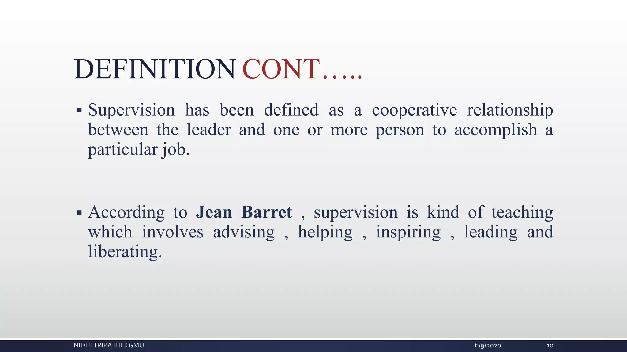 Supervision and management | PPTX