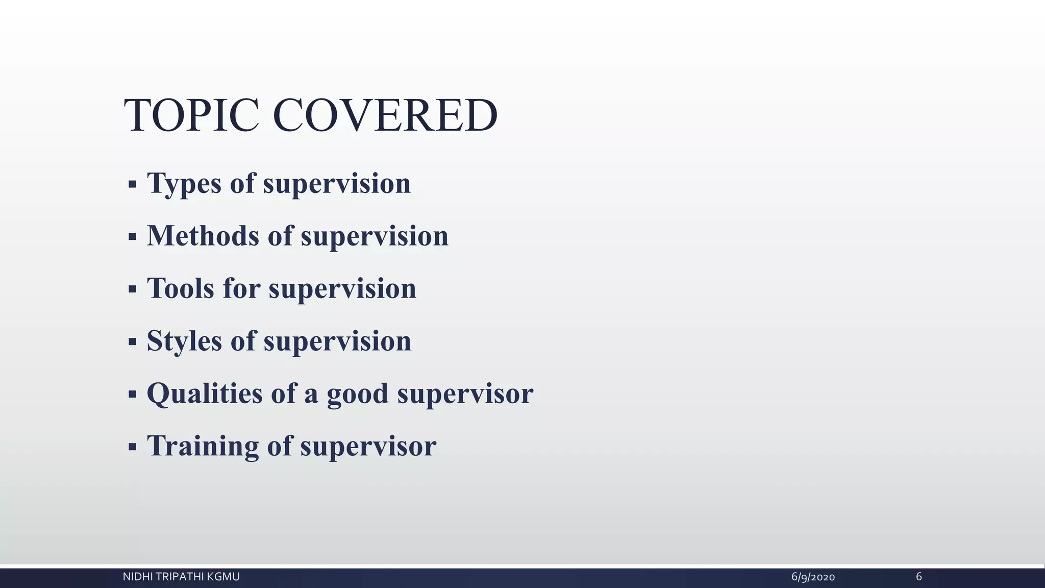 Supervision and management | PPTX